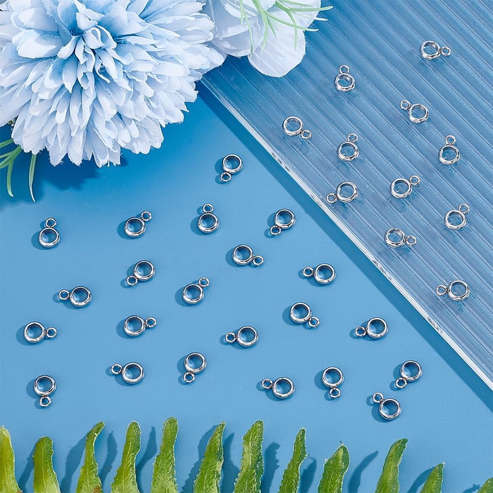 150Pcs 304 Stainless Steel Tube Bails Ring Bail Beads fit European ...