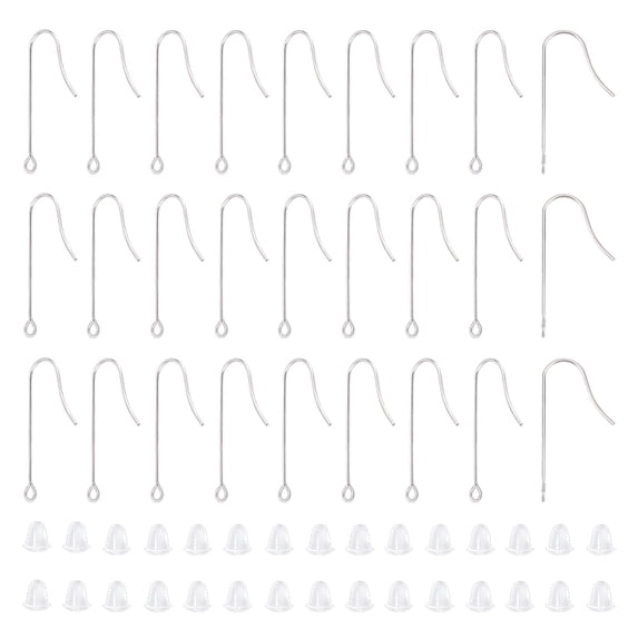 150Pcs 316 Surgical Stainless Steel Earring Hooks with Vertical Loops ...
