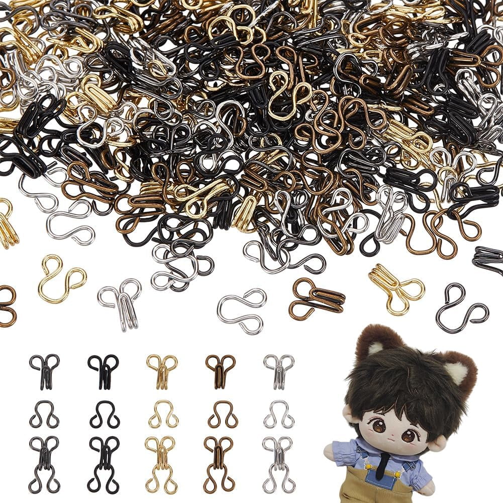 150Pcs 5 Colors Brass Garment Hook and Eye Collar/Dress/Trouser Buckle ...