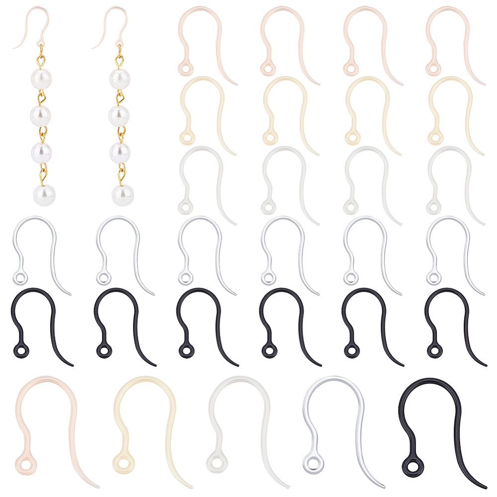 150Pcs 5 Colors Resin Earring Hooks with Horizontal Loops Mixed Color ...