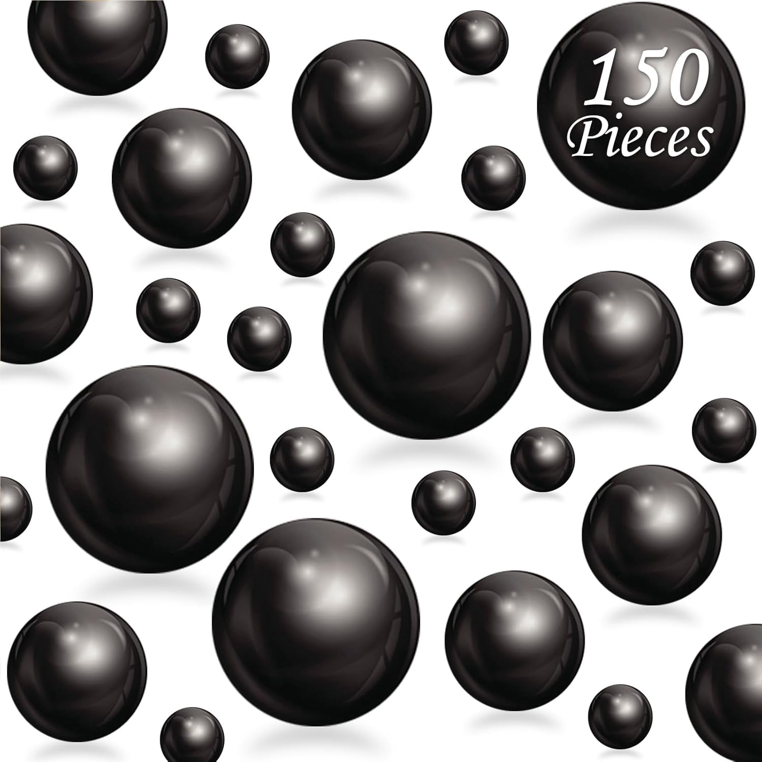 150Pcs Black Polished No Hole Faux Pearl Beads for Vase Filling ...