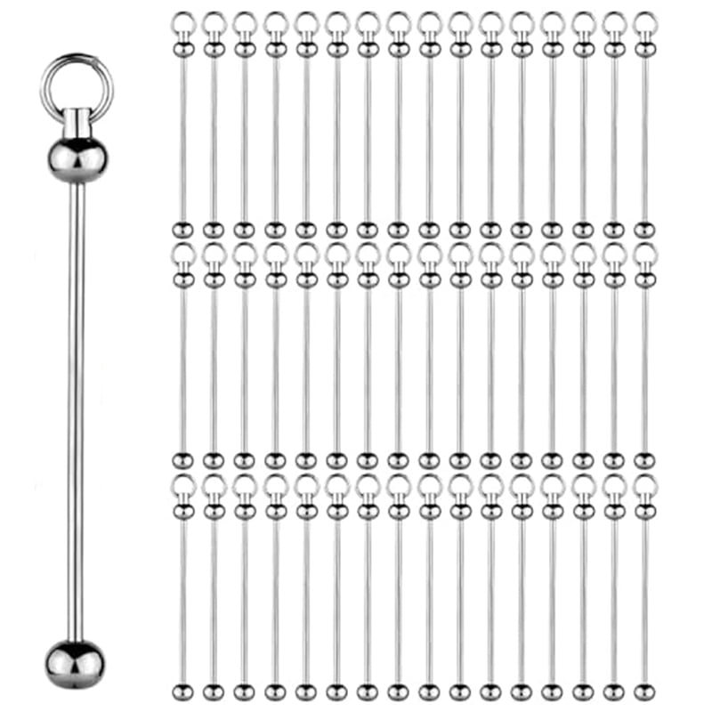 150Pcs Blank Beadable Keychain Bars,Metal DIY Bead Keychain Bar Charms ...