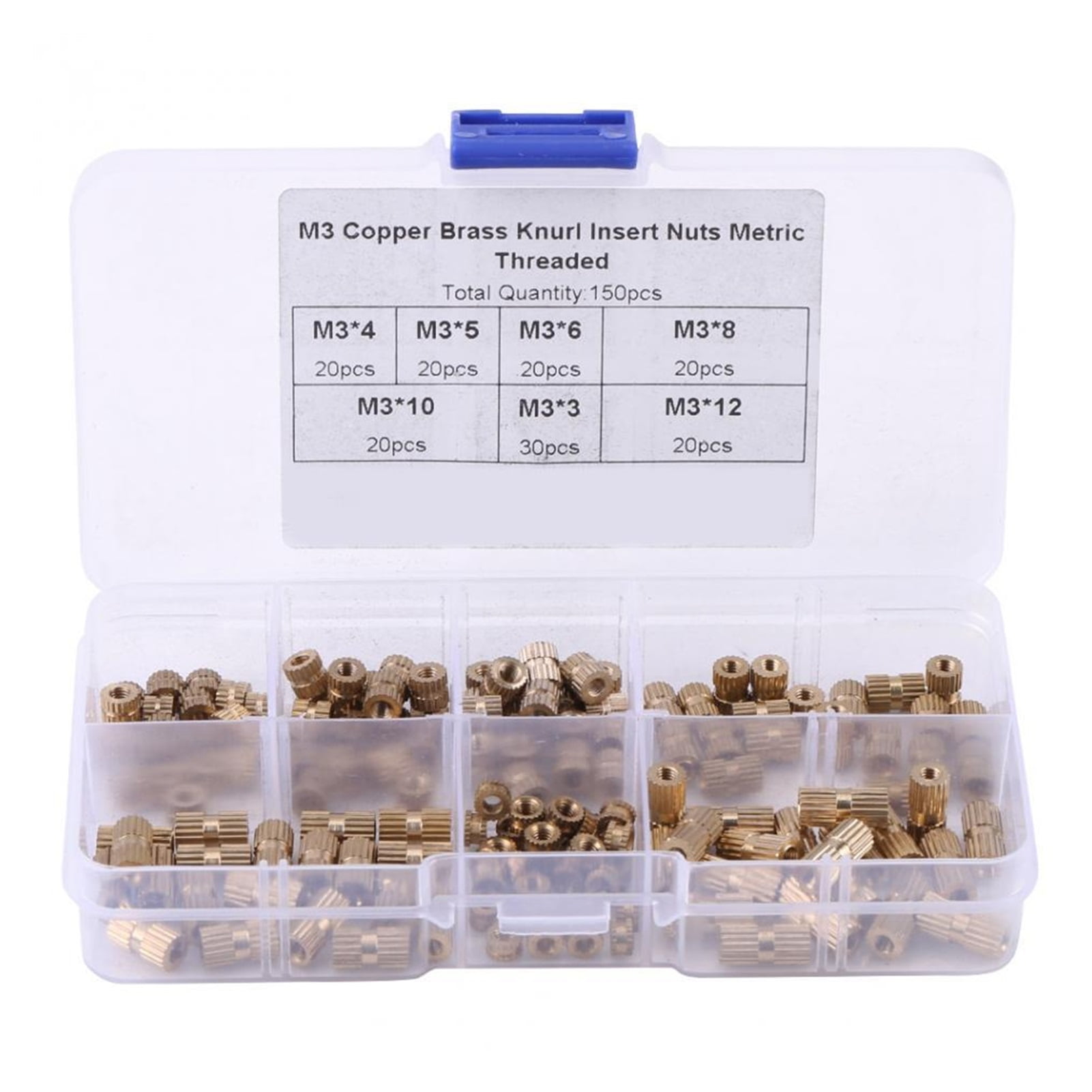 150Pcs Brass Thread Insert Nut M3 Brass Knurl Insert Nuts Assortment ...