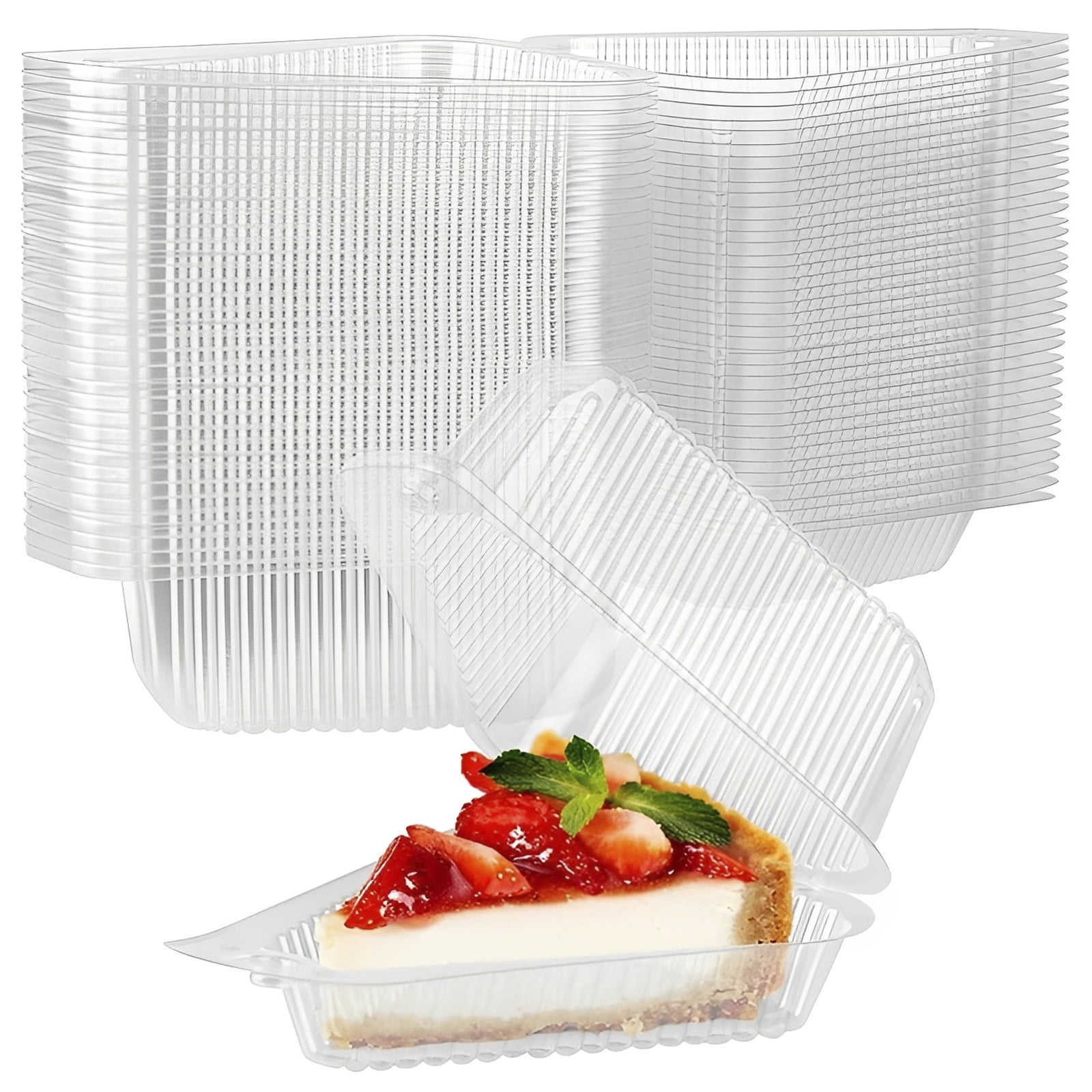 150Pcs Cake Slice Container Clear Triangle Dessert Box Reusable Food ...