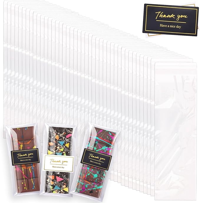 150Pcs Chocolate Bar Wrappers with Stickers, Self Sealing Chocolate Bar ...