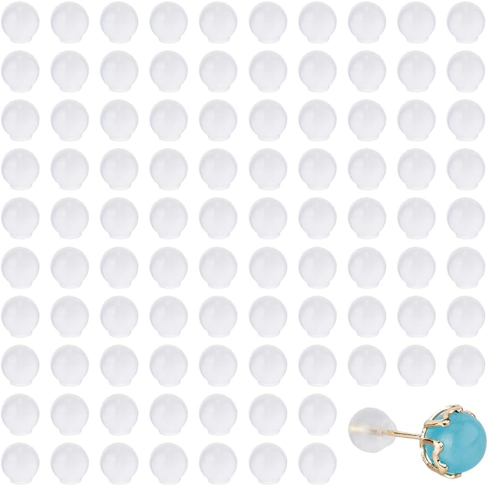150Pcs Clear Round Ear Nuts TPE Soft Full-Covered Ear Nut Stoppers ...