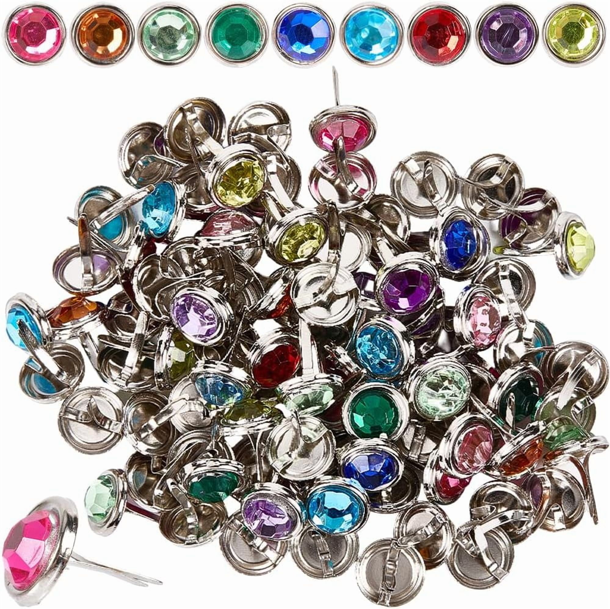 150Pcs Crystal Metal Iron Gems 8mm Mini Brad Split Pins Rhinestone ...