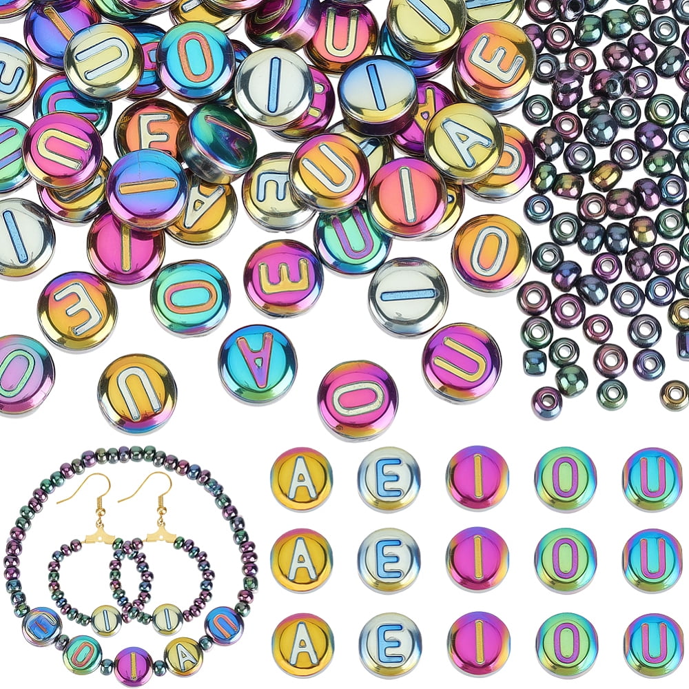 150Pcs Electroplated Glass Beads with 150Pcs Glass Beads Rainbow Plated ...