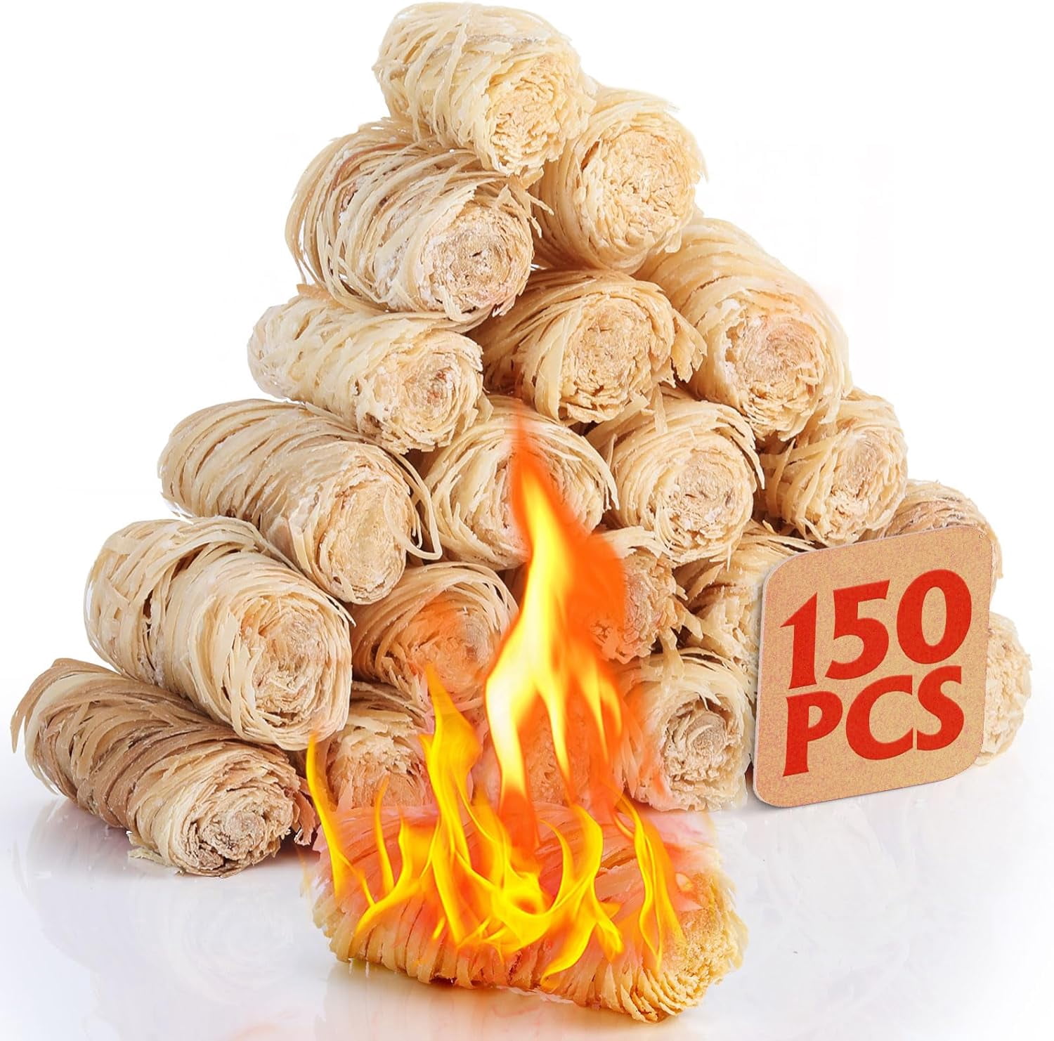150Pcs Fire Starter - Natural Fire Starters for Campfires,Fireplace ...