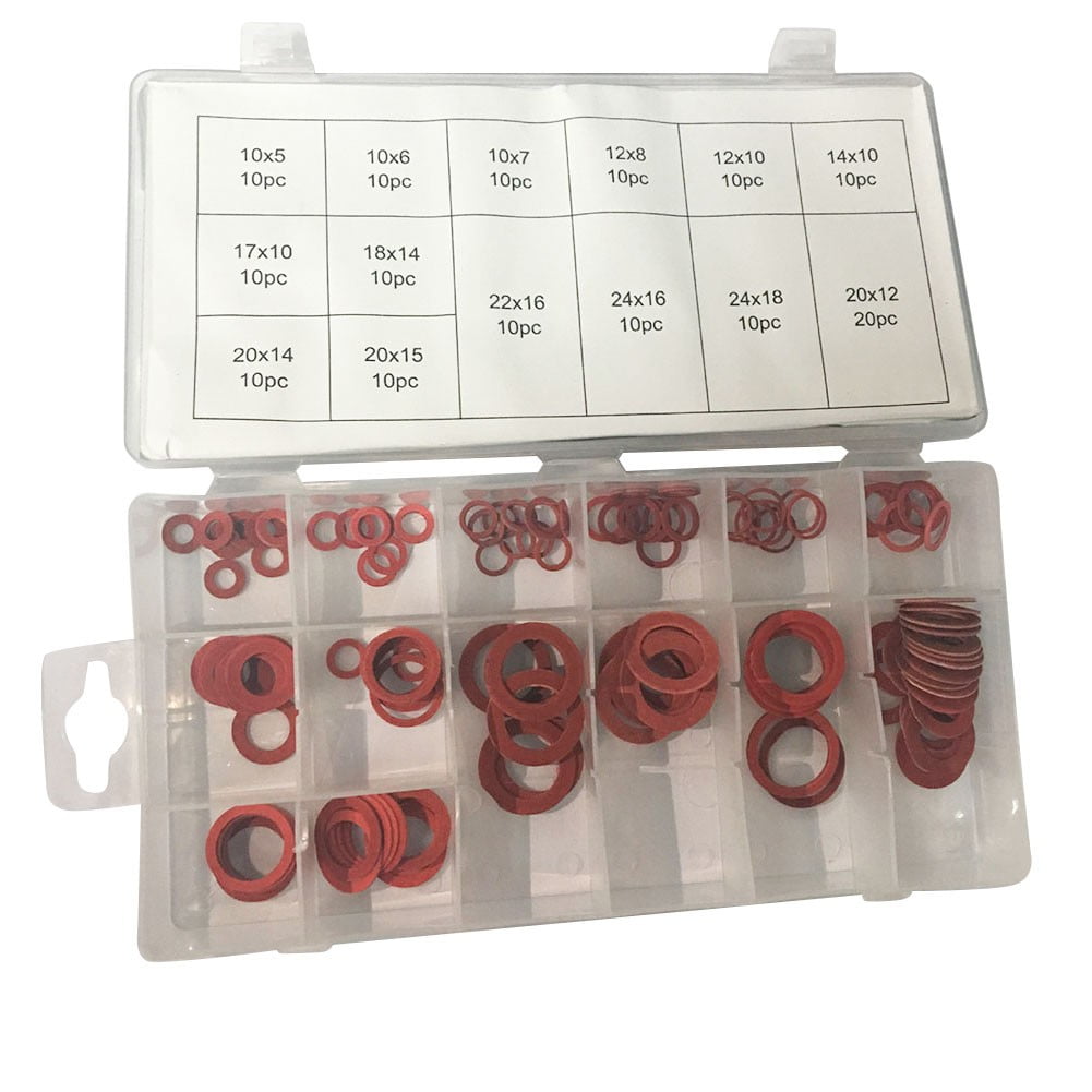 150Pcs Flat Washer Red Steel Paper Fiber Insulation Washer Ring Seal ...