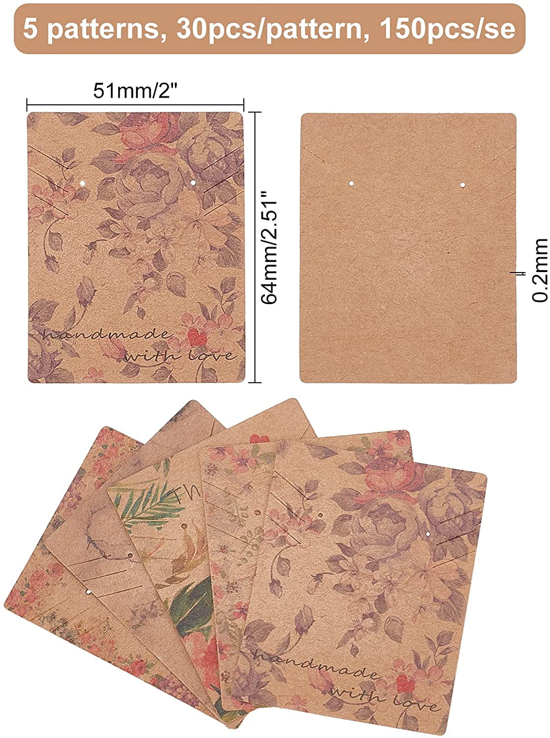 150Pcs Flower Patterns Jewelry Display Cards Necklace Display Cards ...