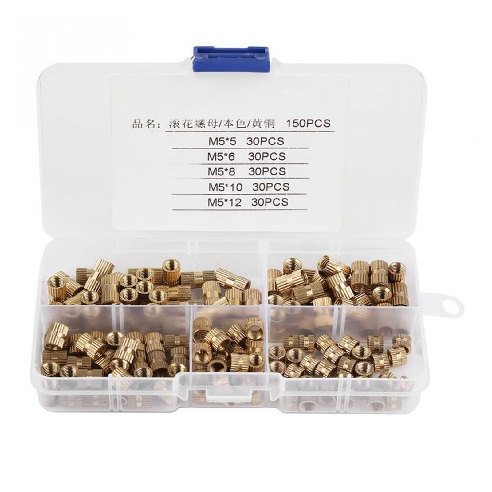 150Pcs/Lot M5 Series Cylinder Knurled Nut Brass Nuts Fastener Embedded ...