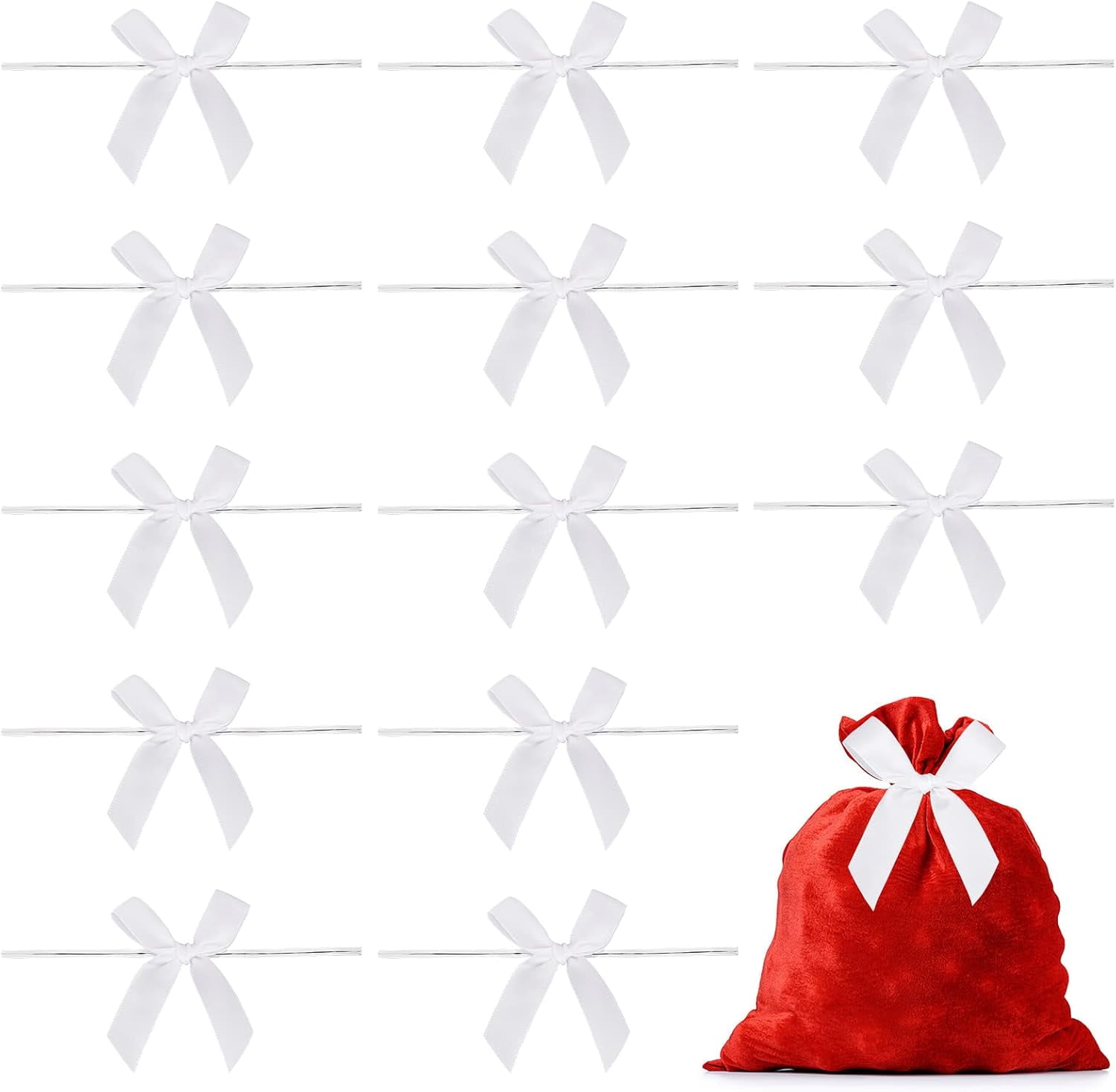 150Pcs Mini Twist Tie Bows 2.5 Inch Polyester Satin Ribbon Bows with ...