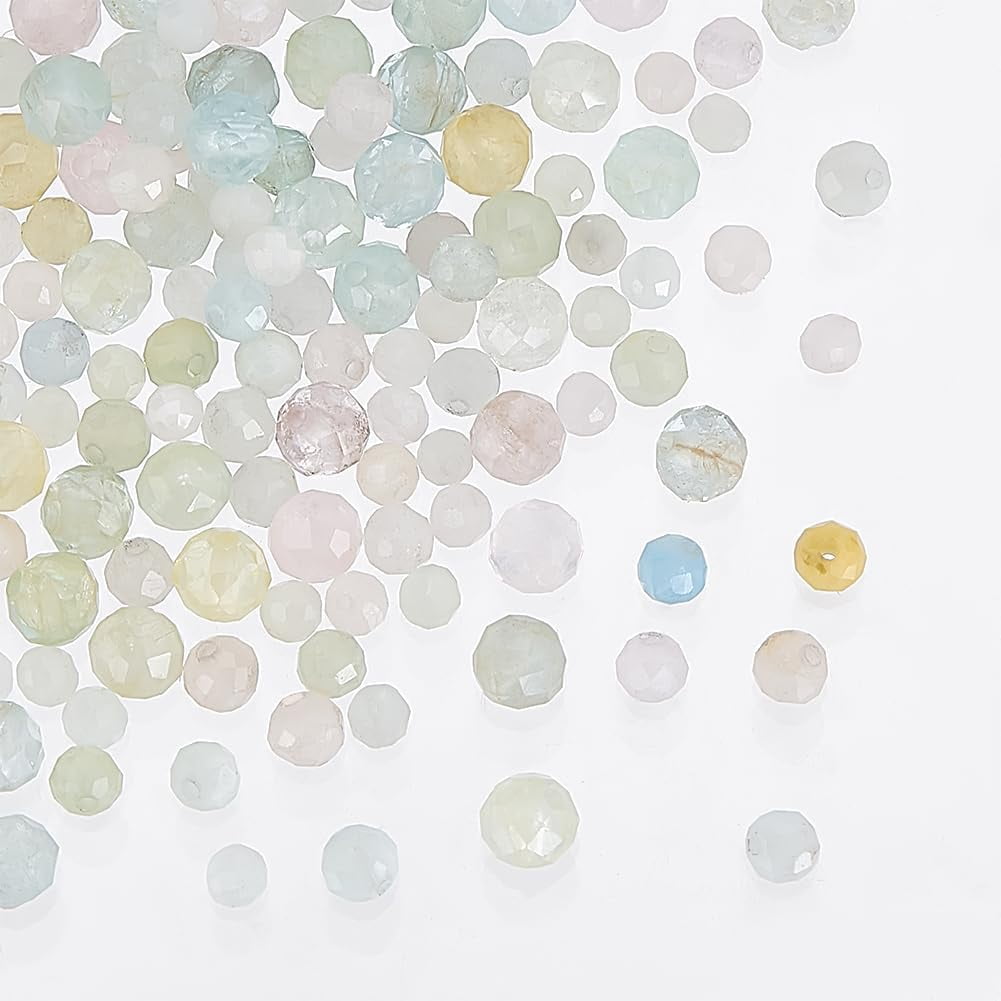 150Pcs Natural Morganite Stone Beads 2mm 3mm 4mm Faceted Round Small Loose Gemstone Bead Natural ...