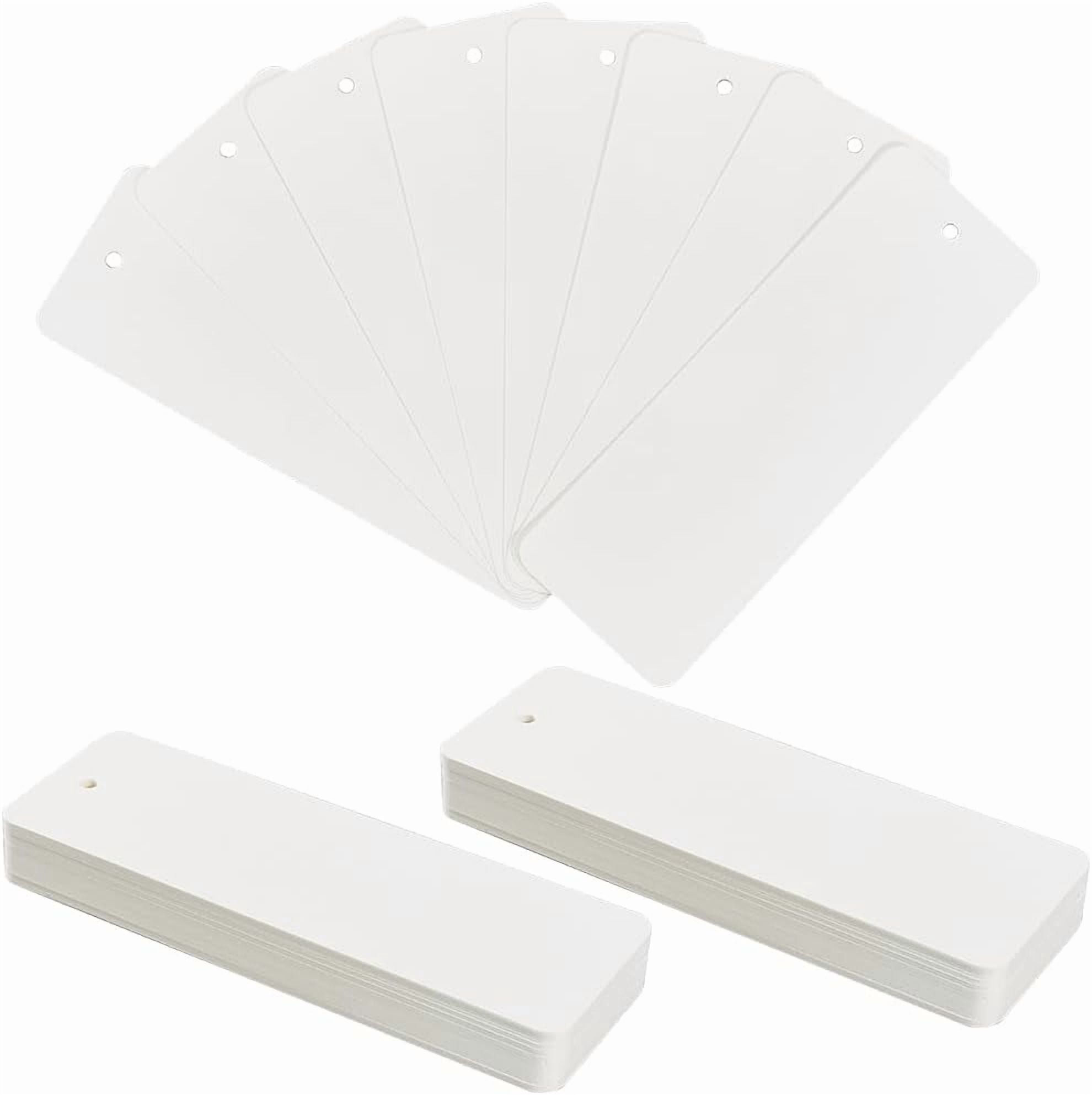 150Pcs Paper Blank Bookmarks Rectangle White 139x49x0.3mm Hole: 4mm diy ...