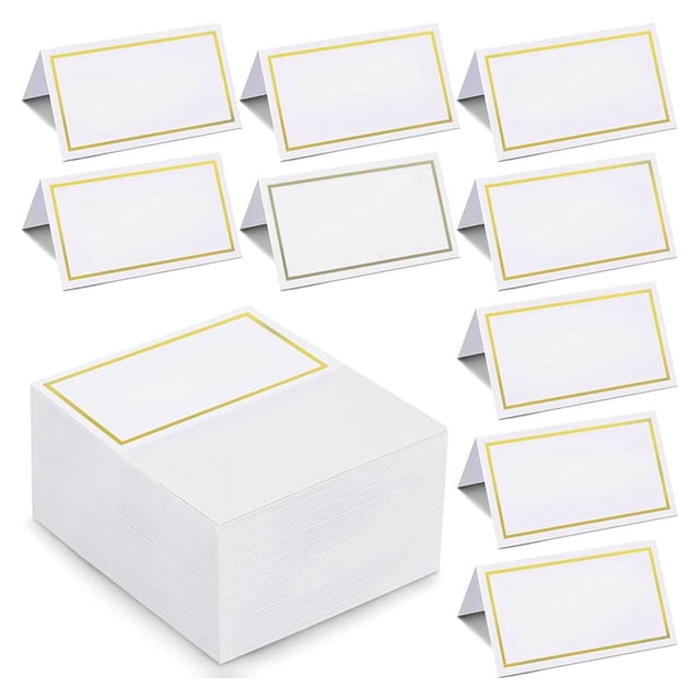 150Pcs Place Cards with Foil Border Table Tent Cards Texture Seating ...