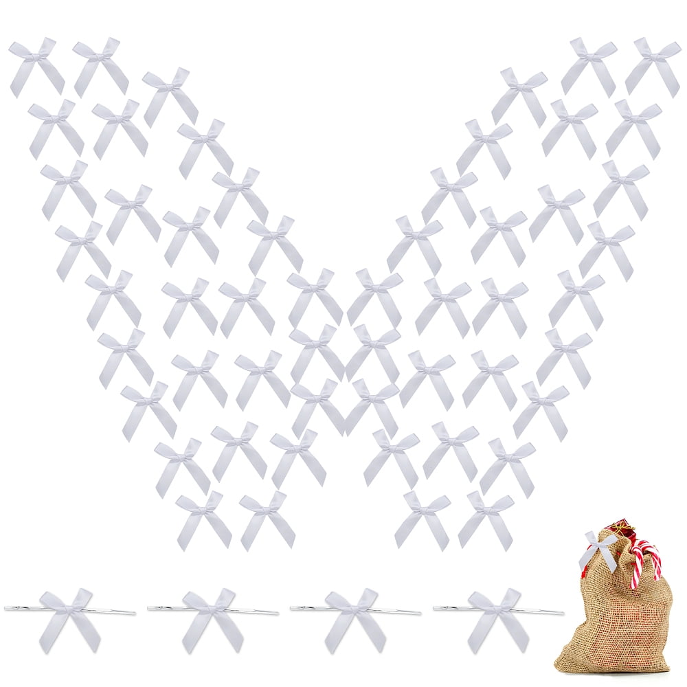 150Pcs Polyester Bowknot with Iron Wire Twist Ties for DIY Gift Wrap ...