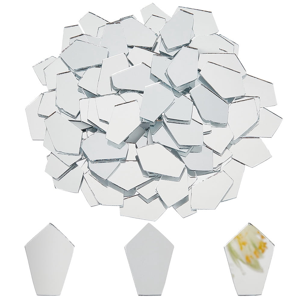 150Pcs Polygon Mosaic Pieces 0.9x0.6 inch Mirror Mosaic Tiles 1mm Thick ...