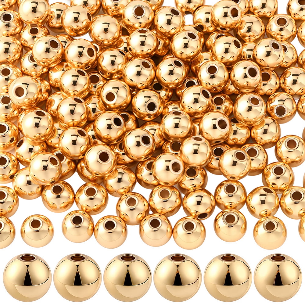 150Pcs Rack Plating Brass Spacer Beads Long-Lasting Plated Round Real ...