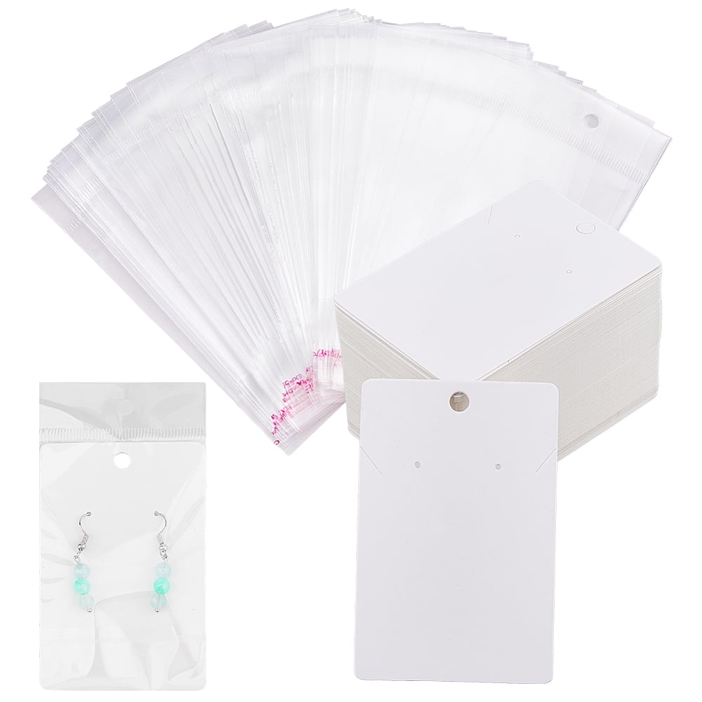 150Pcs Rectangle Paper One Pair Earring Display Cards with Hanging Hole ...