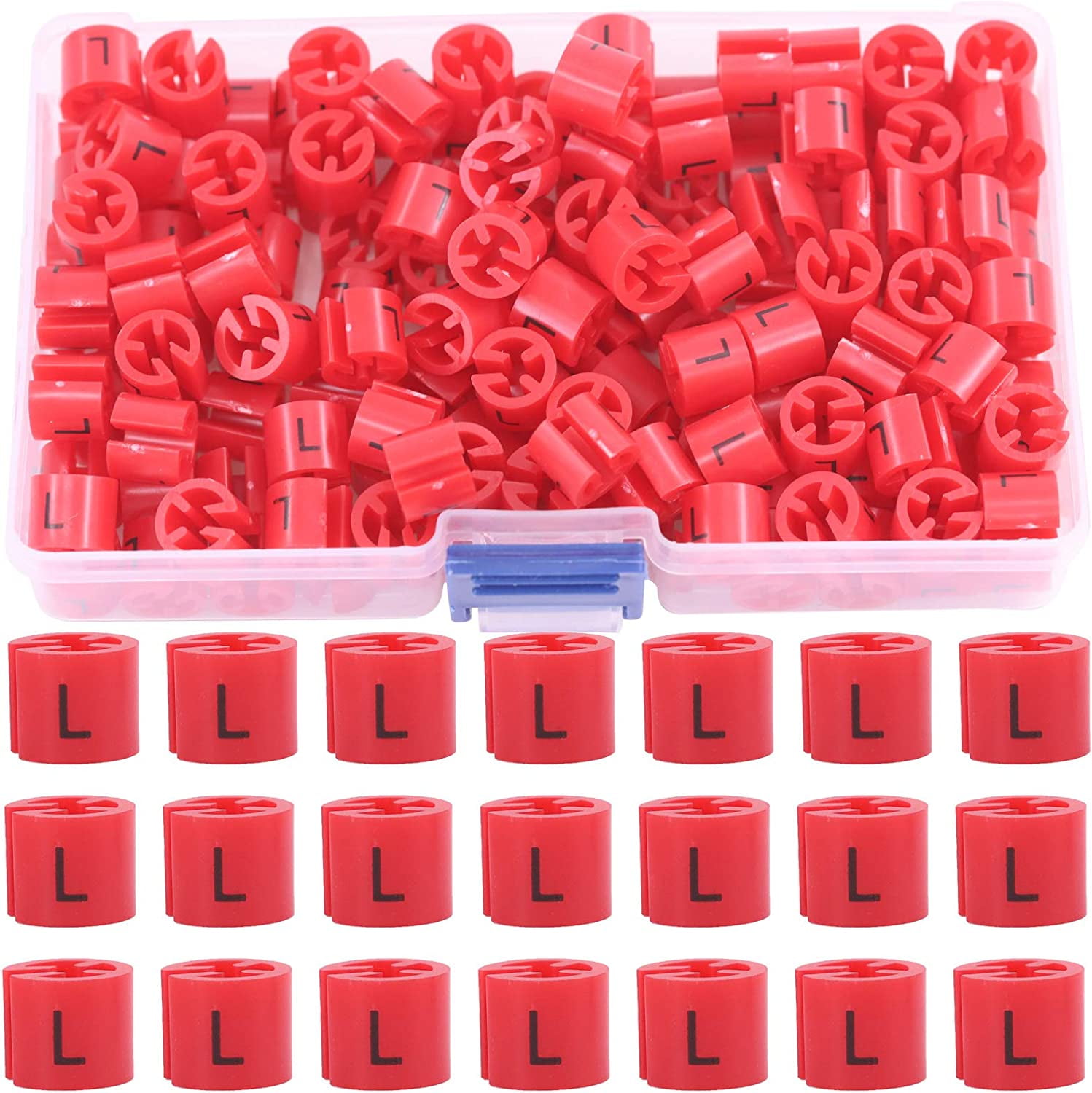 150Pcs Red【 Sizes L 】 Plastic Clothes Hanger Size Markers Color-Coding ...
