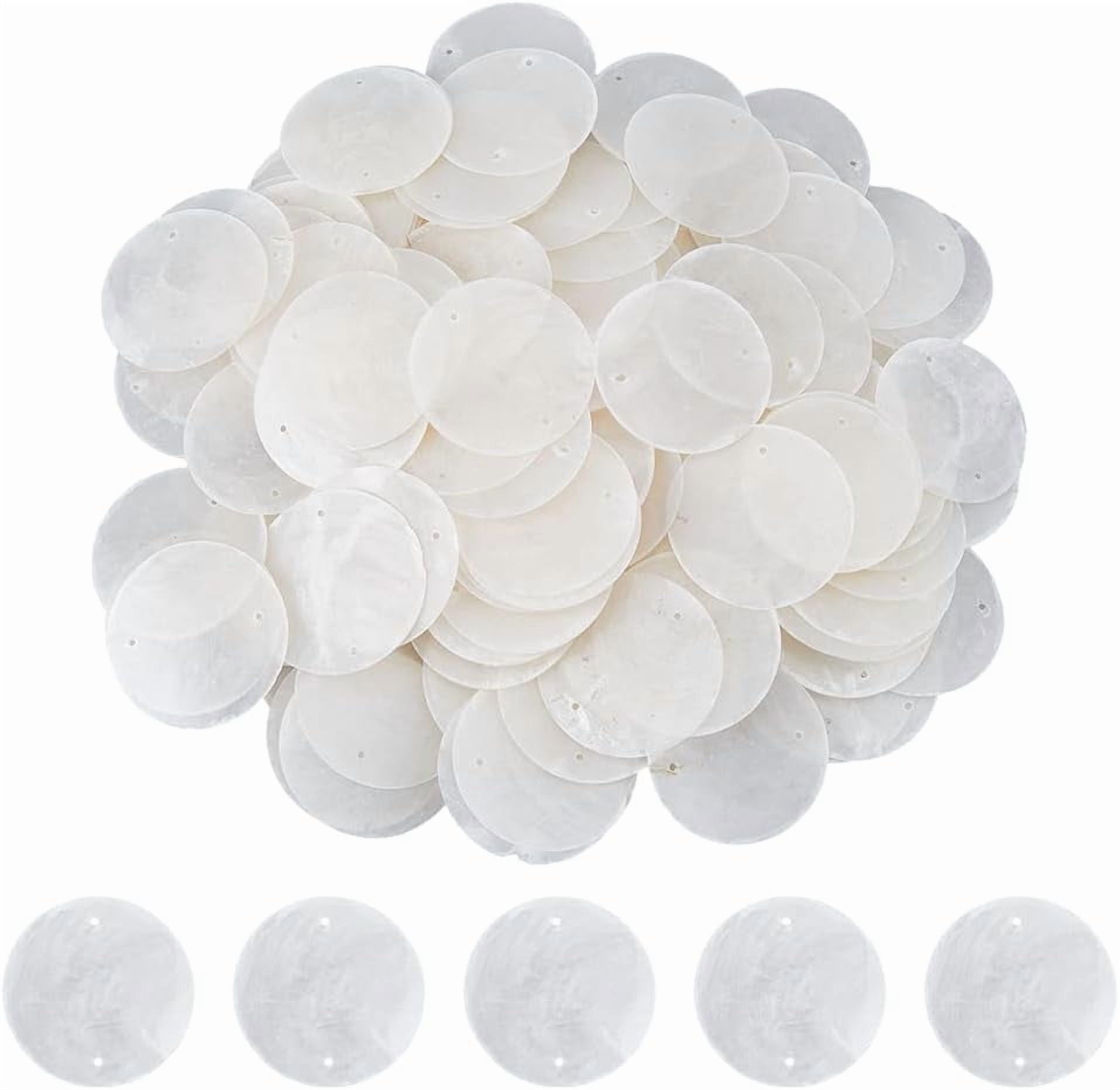 150Pcs Round Capiz Shell Sea Shell Discs Natural Shells with 2 Holes ...