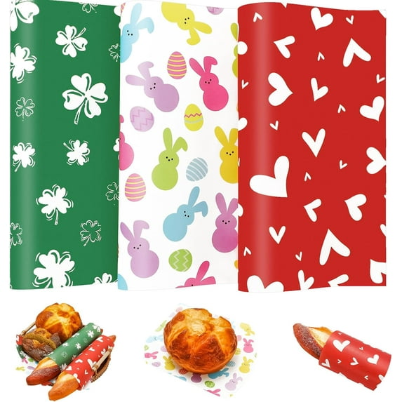150Pcs Valentine's Day Easter St. Patrick's Day Wax Paper Bunny Heart ...
