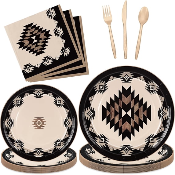 150Pcs Western Theme Tableware Set Simple Modern Aztec Disposable ...