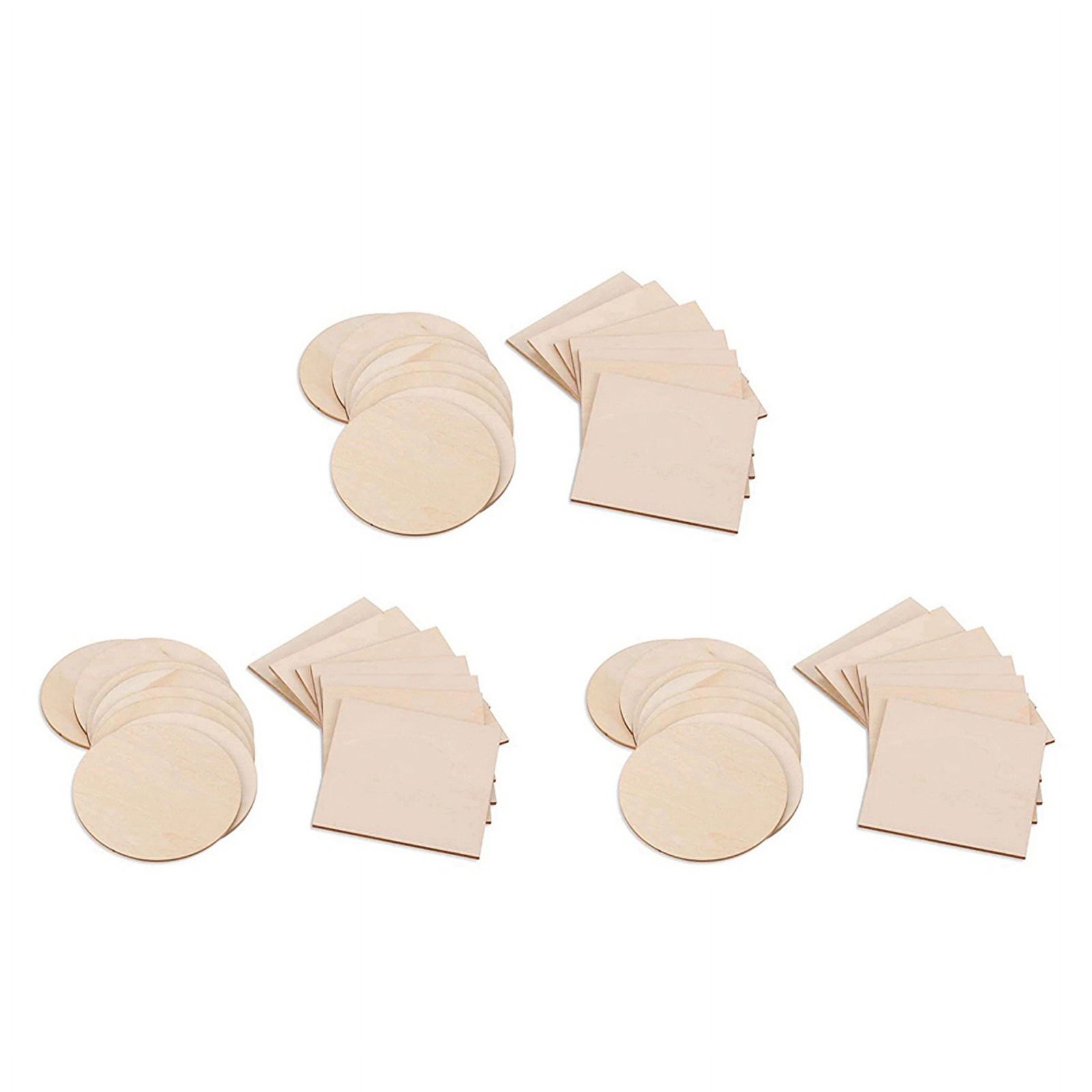 150Pcs Wood Slices 4X4Inch Unfinished Wood Pieces Square and Round ...