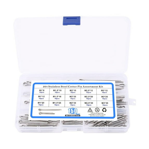 150Piece Cotter Pin Set, Stainless Steel Cotter Pins Assortment with ...