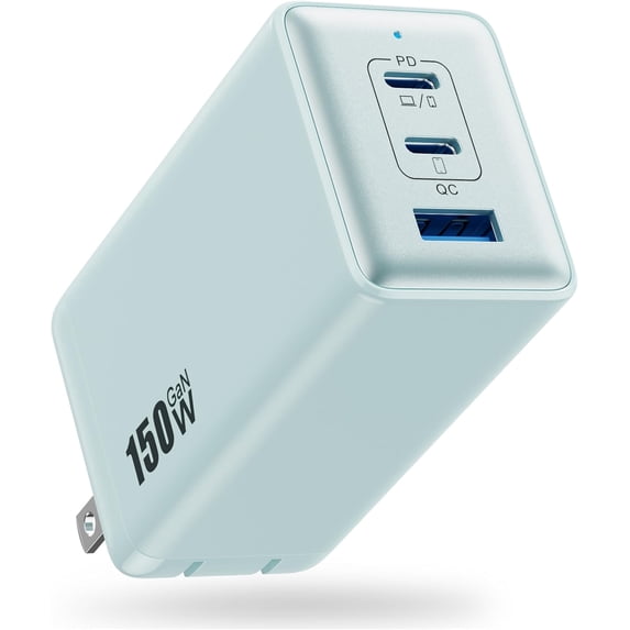 150W C Block,GaN III Compact Foldable Wall 3 Port Station,PD QC PPS Portable C Hub 100W Laptop ...