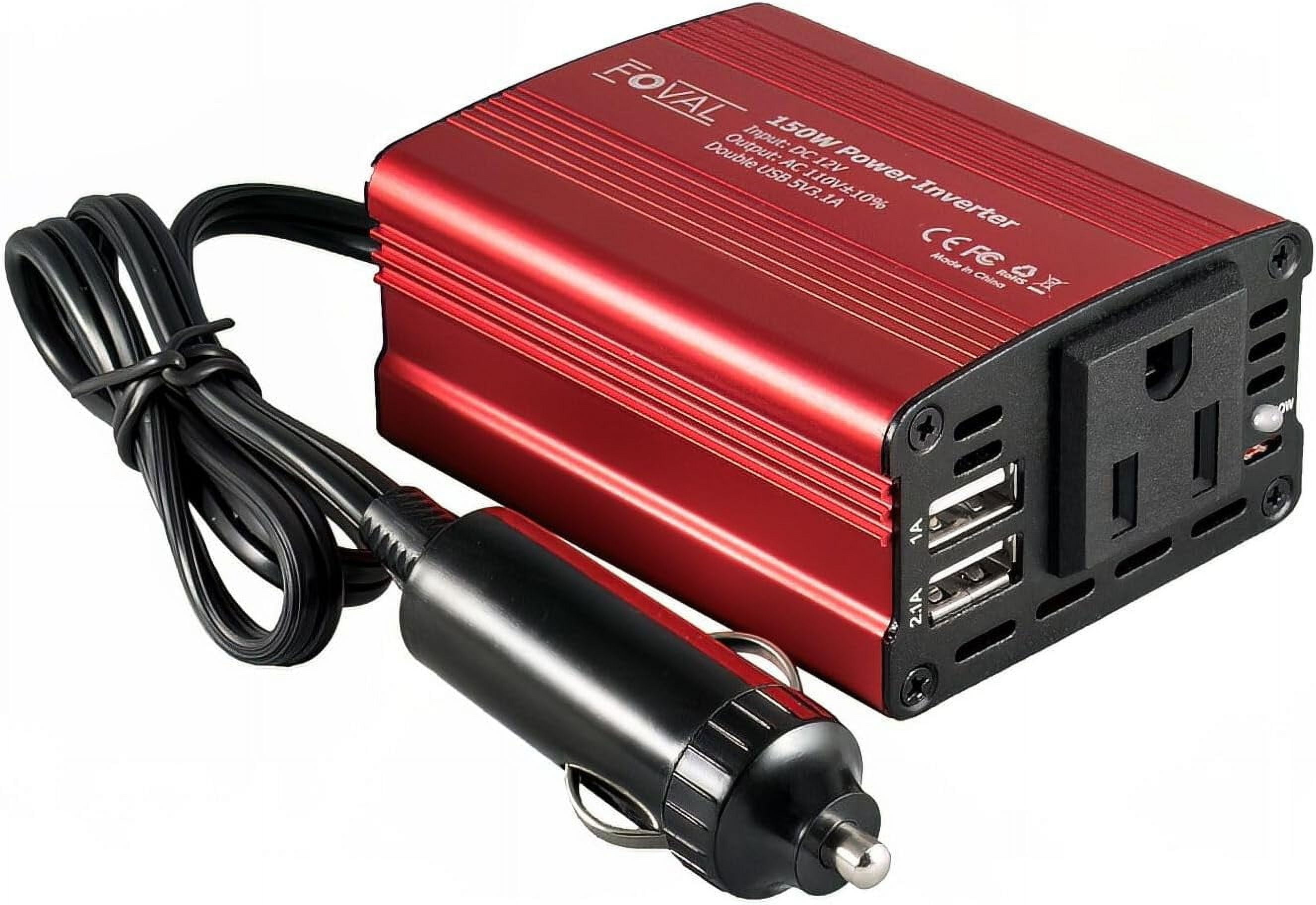 150W Car Power Inverter 12V DC to 110V AC Converter Vehicle Adapter ...