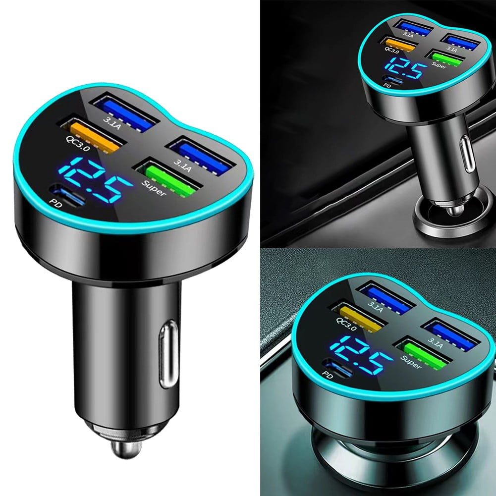 150W Fast Car Charger 4 USB Port + Type C Universal Socket Adapter ...