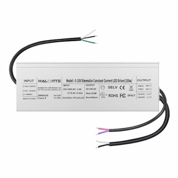150W LED Driver, -277Vac to 28-54Vdc Const. Current (.), 0-10V Dimmable ...