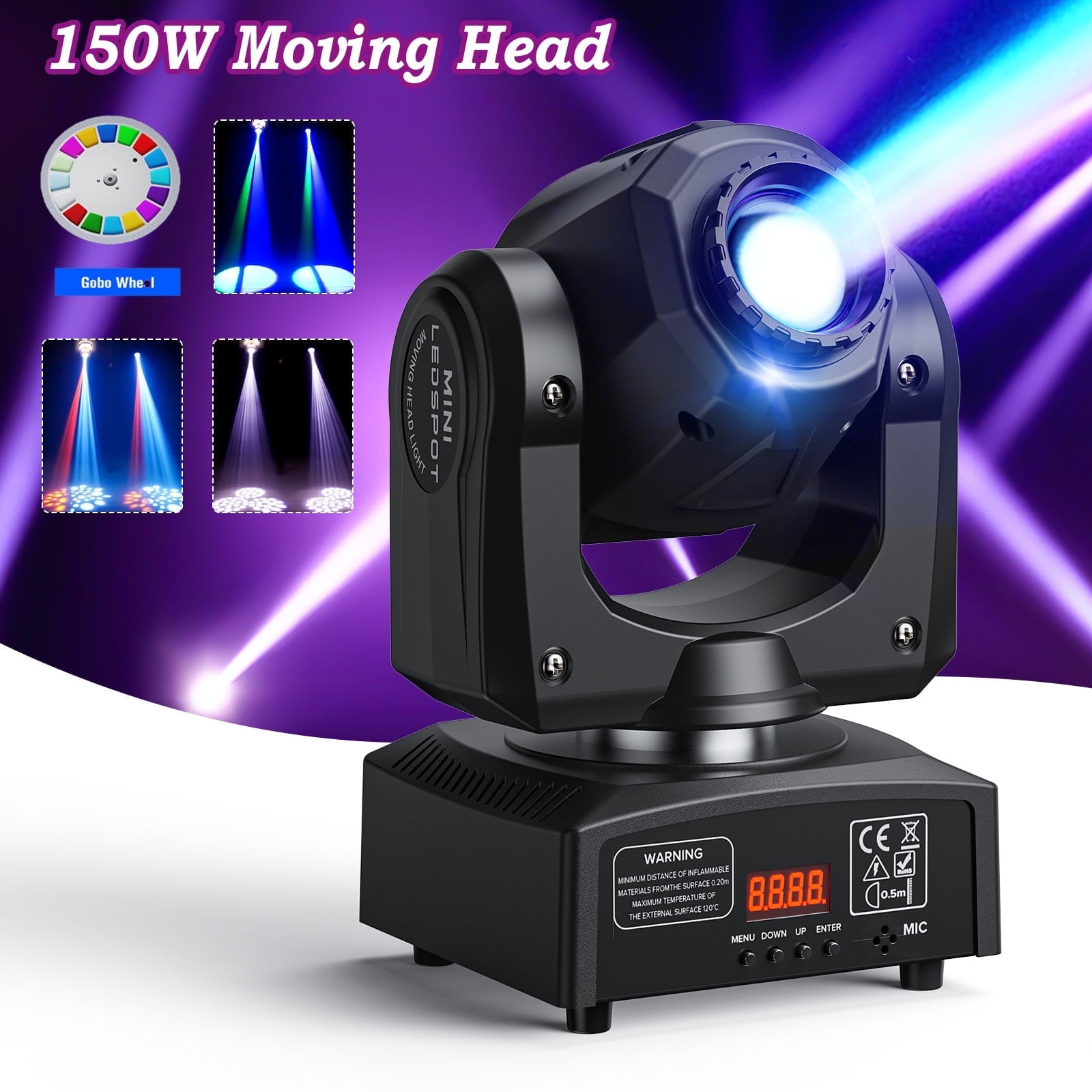 150W Moving Head DJ Lights RGBW LED Stage Lights 8 Gobos 8 Colors ...