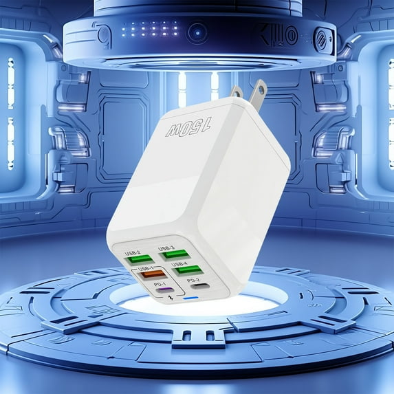 150W Power Adapter Charging Head with 4 USB and 2 PD Ports, Multi-Port ...