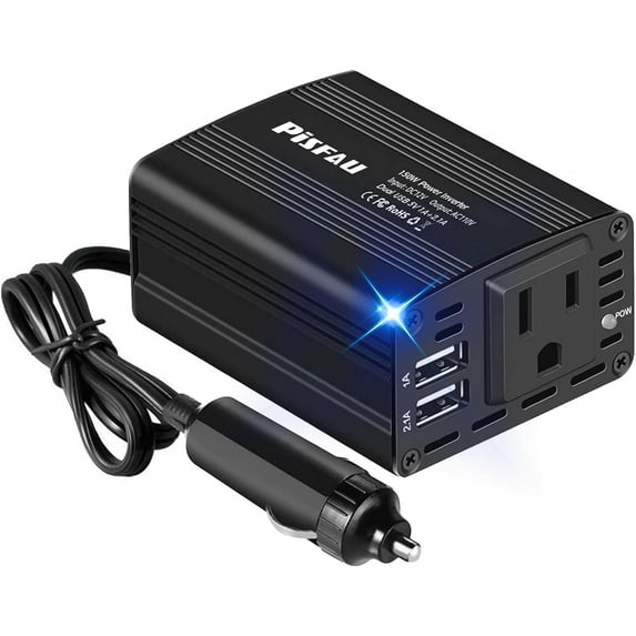 150W Power Inverter 12V DC to 110V AC Car Plug Adapter Outlet Converter ...