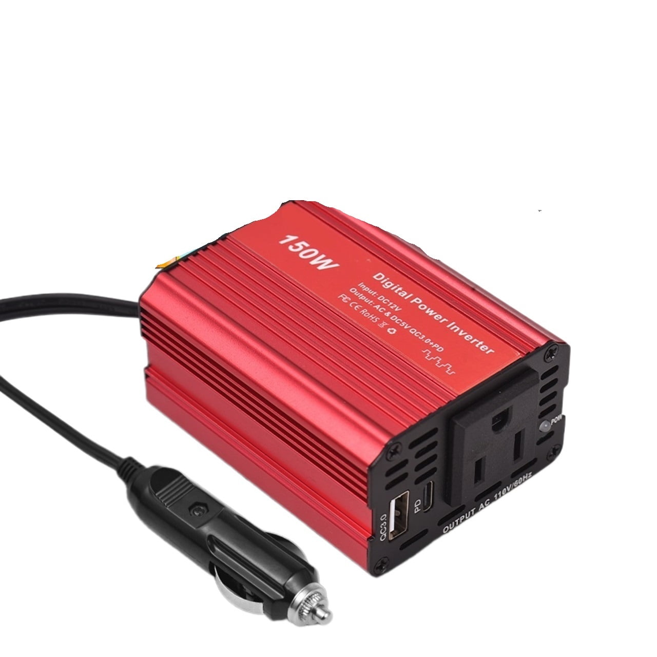 150W Power Inverter AC 12V to DC Adapter for Car Cigarette Lighter ...