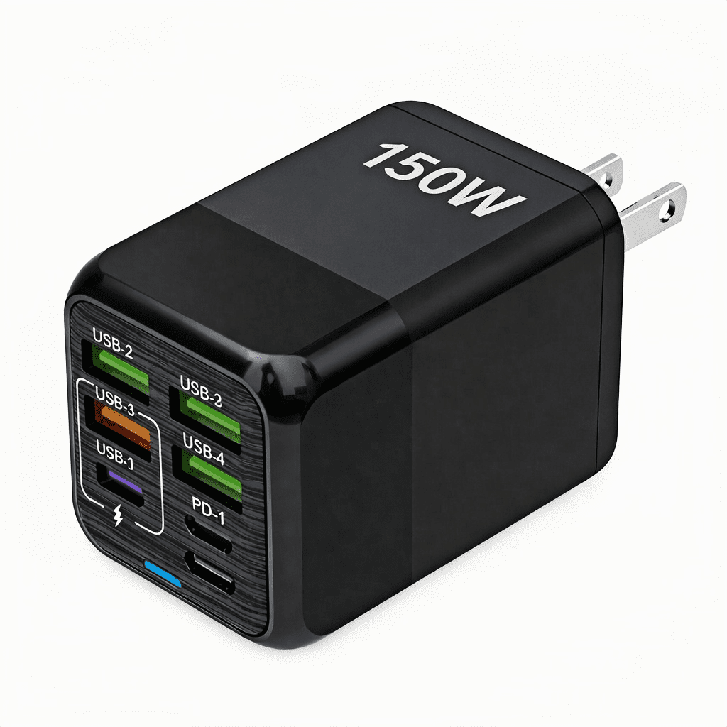 150W USB Wall Charger US Plug, 6-Port Fast Charging Adapter with 2 USB ...