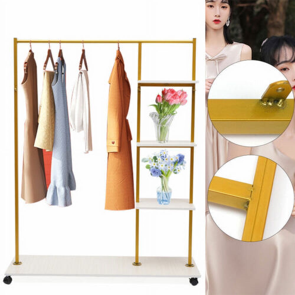 150cm Multifunctional Metal Garment Rack Rolling Dress Display Rack w ...