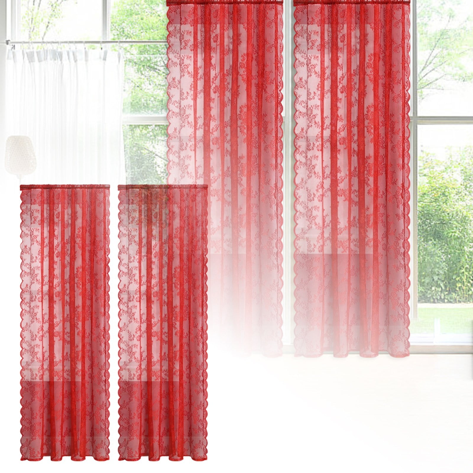 150cm Wide X 200cm Long French Lace Window Curtain Semi Lace Curtain ...