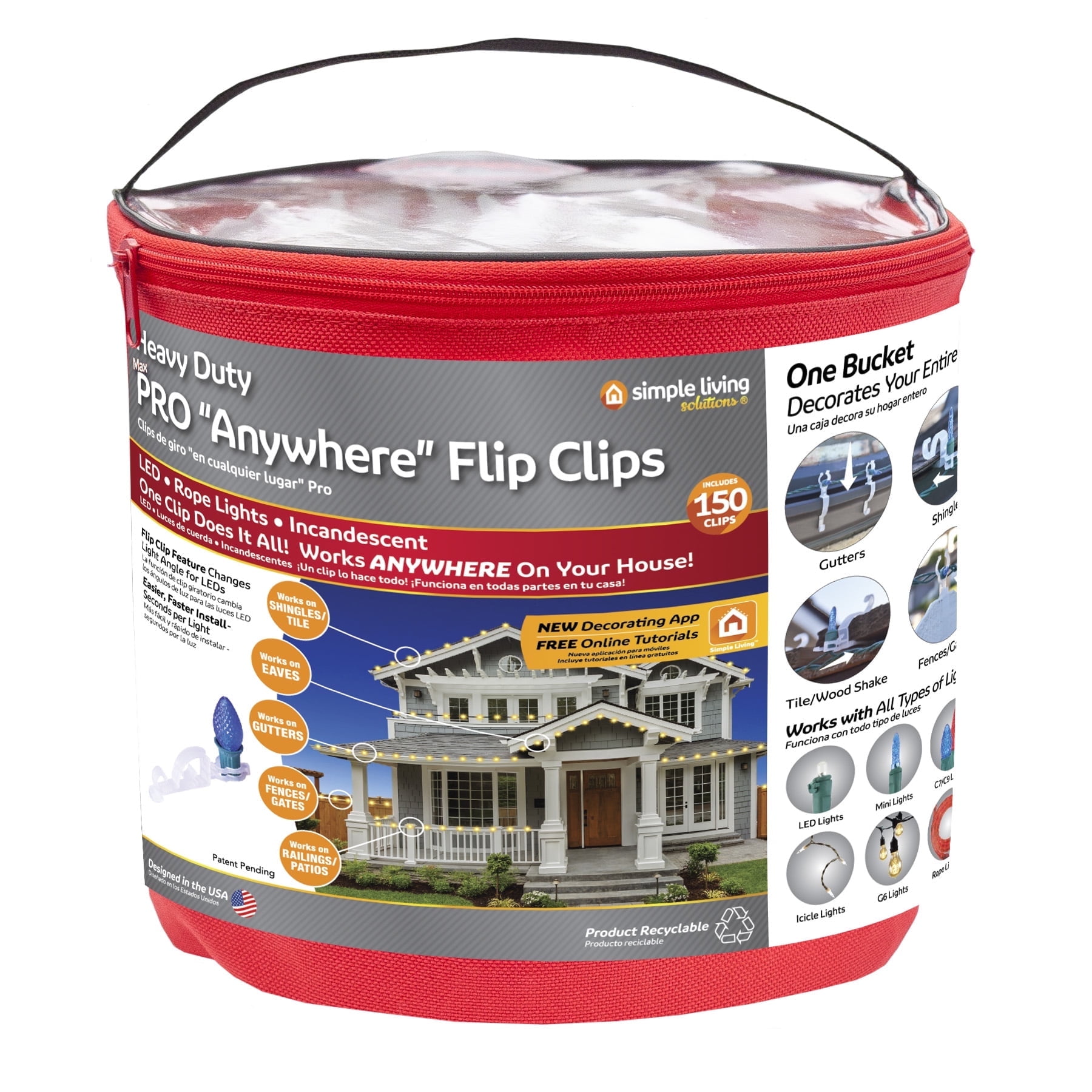 150ct Max Pro Anywhere Light Flip Clip with Fabric Storage Bucket- By ...