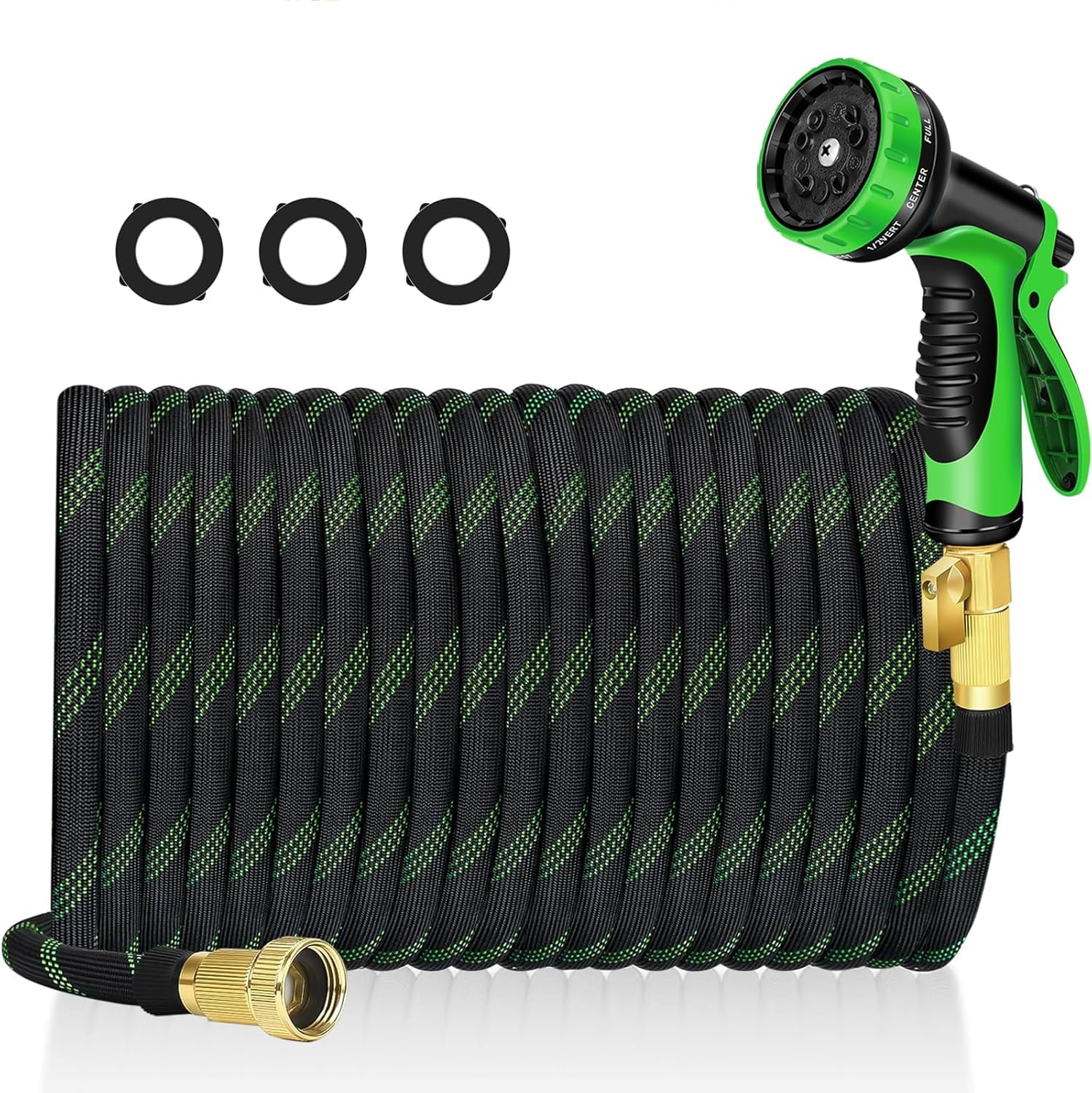 150ft Non-Expandable Garden Hose with 10 Function Nozzles, Flexible ...