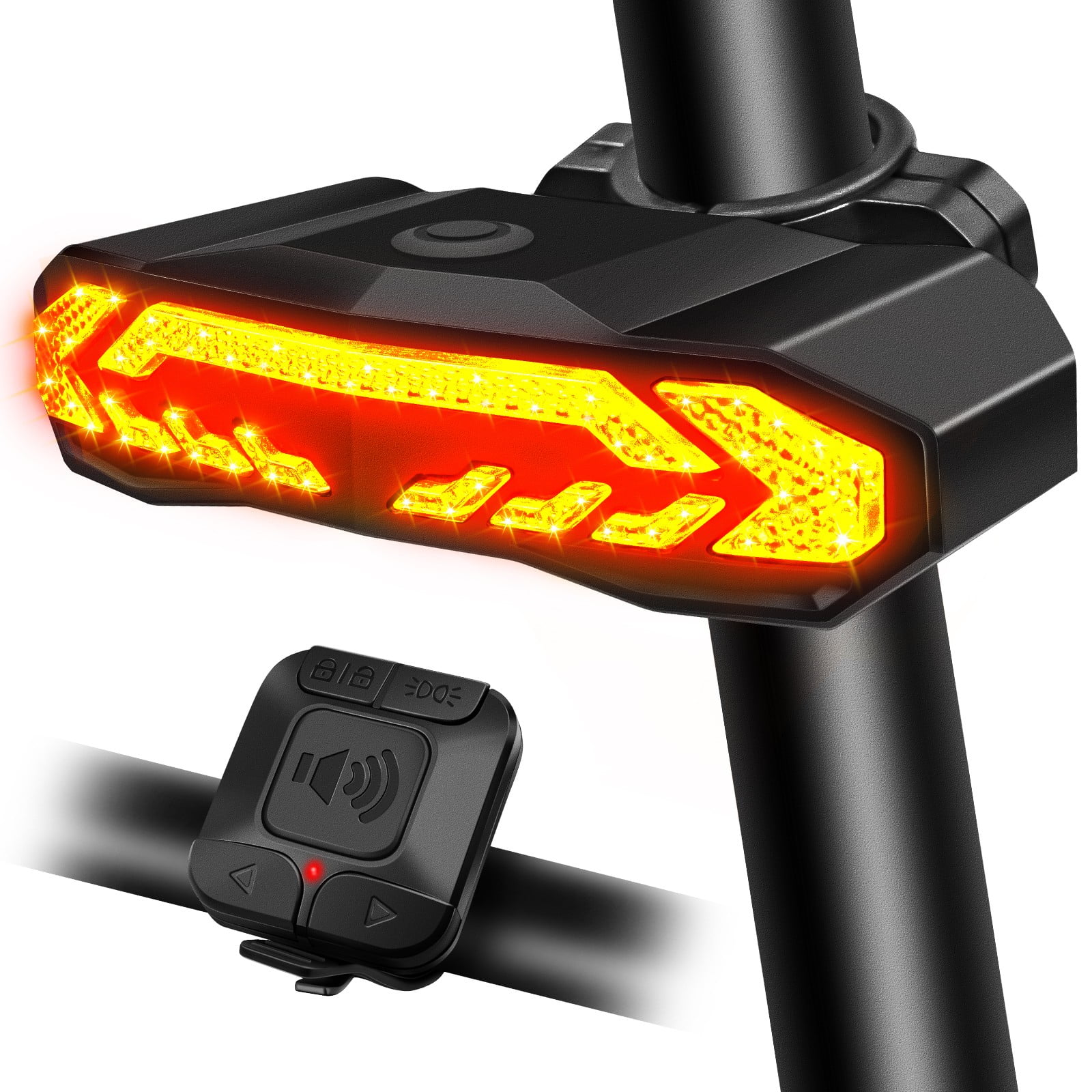 150ft Visible Bike Safety Light Turn Signals/Auto Brake/Anti-Theft USB ...