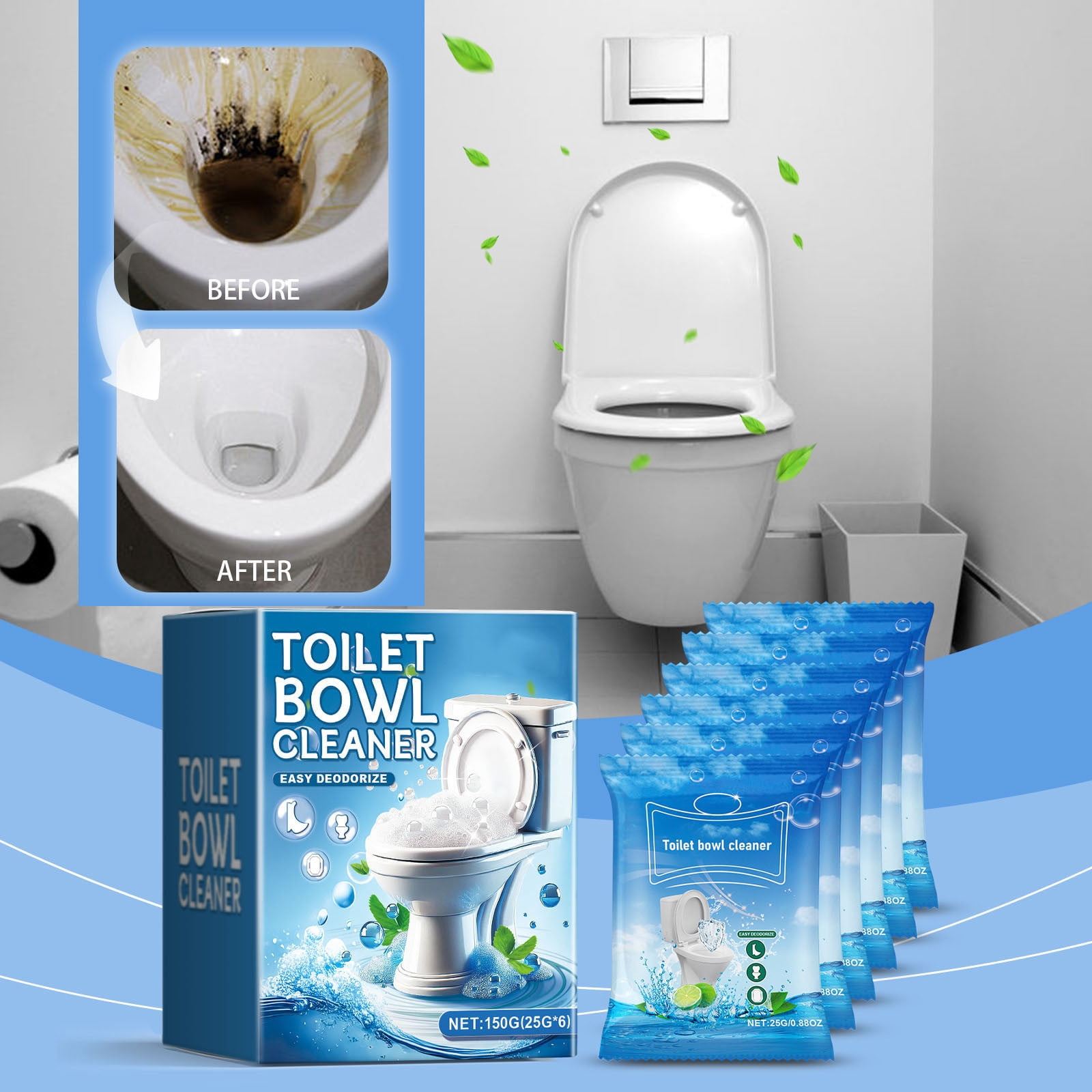 150g (25g x 6 Sachets) Household Powerful Toilet Bowl Cleaner, Toilet ...