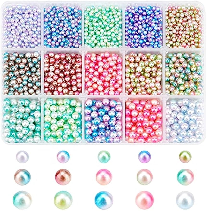 150g Imitation Pearl Beads Bulk Rainbow Acrylic No Hole ABS Pearls ...