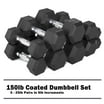 BalanceFrom 100LB Rubber Coated Hex Dumbbell Weight Set with A-Frame ...