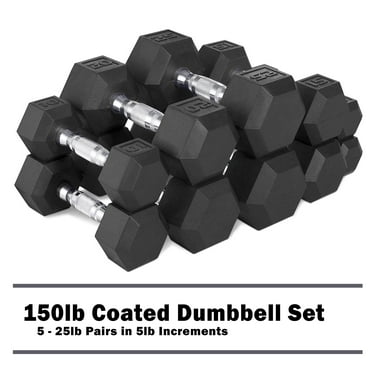BalanceFrom 100LB Rubber Coated Hex Dumbbell Weight Set with A-Frame ...