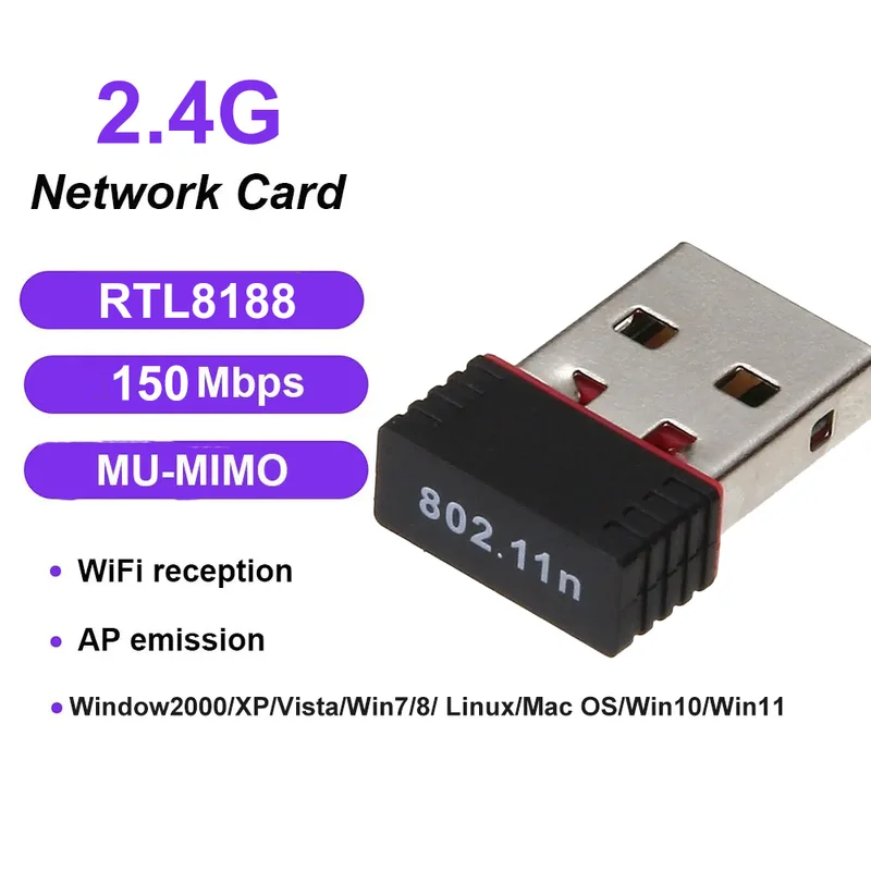 150mbps USB wireless WiFi adapter LAN network card 802.11b/g/n/ax USB receiver dongle network ...