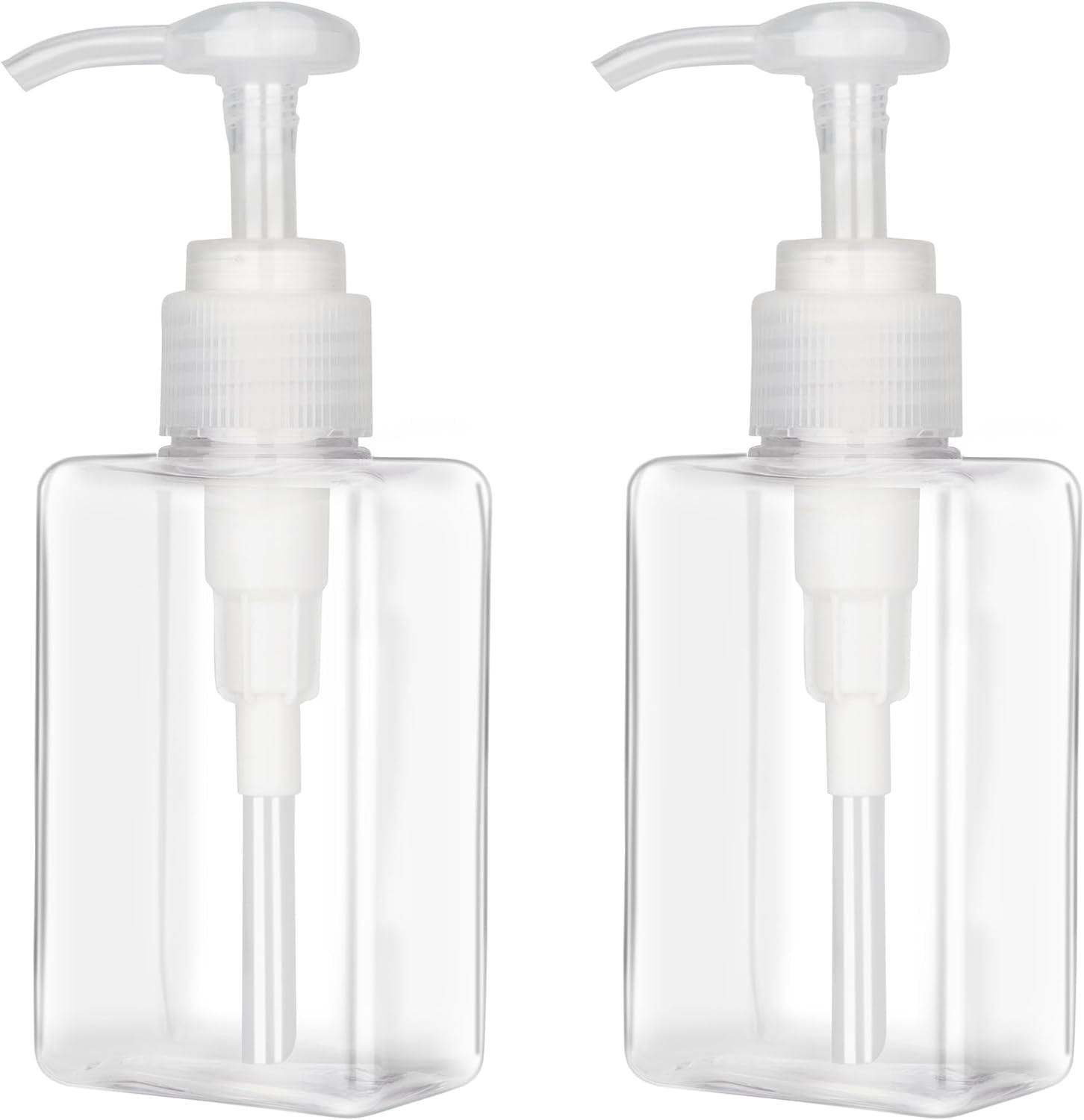 150ml (5.1oz) Pump Bottle Dispenser 2 Pack Refillable Flat Square ...